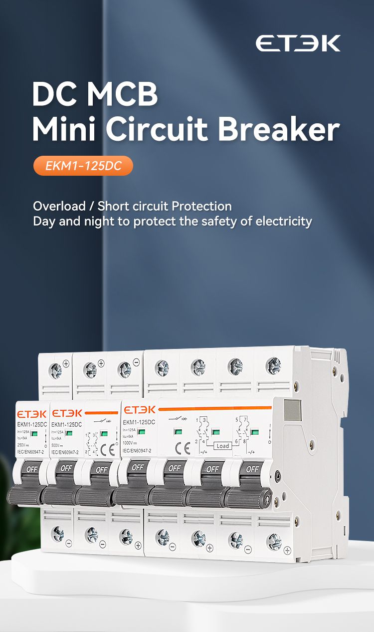 EKM1-125DC 10kA 125A DC MCB for Solar PV DC System - ETEK Electric