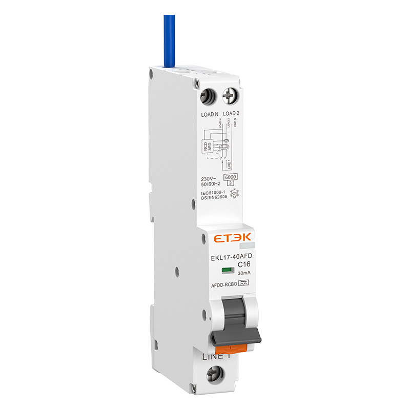 ETEK EKL9-40AFD 1P+N two module widths RCBO AFDD with Arc fault detection devices - ETEK Electric